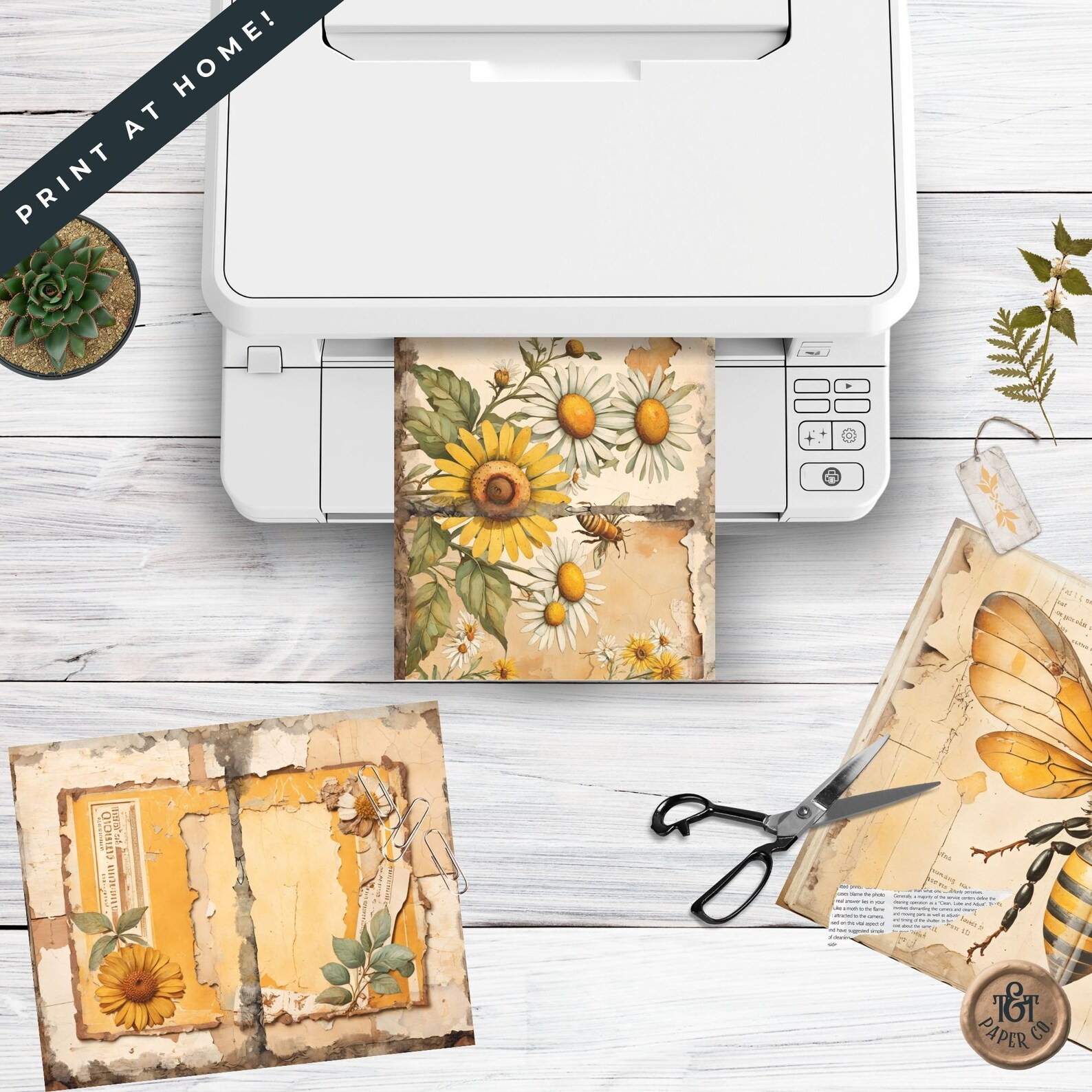 Bee Junk Journal Digital Queen Bee Pages Beekeeper Papers Honey Bee ...