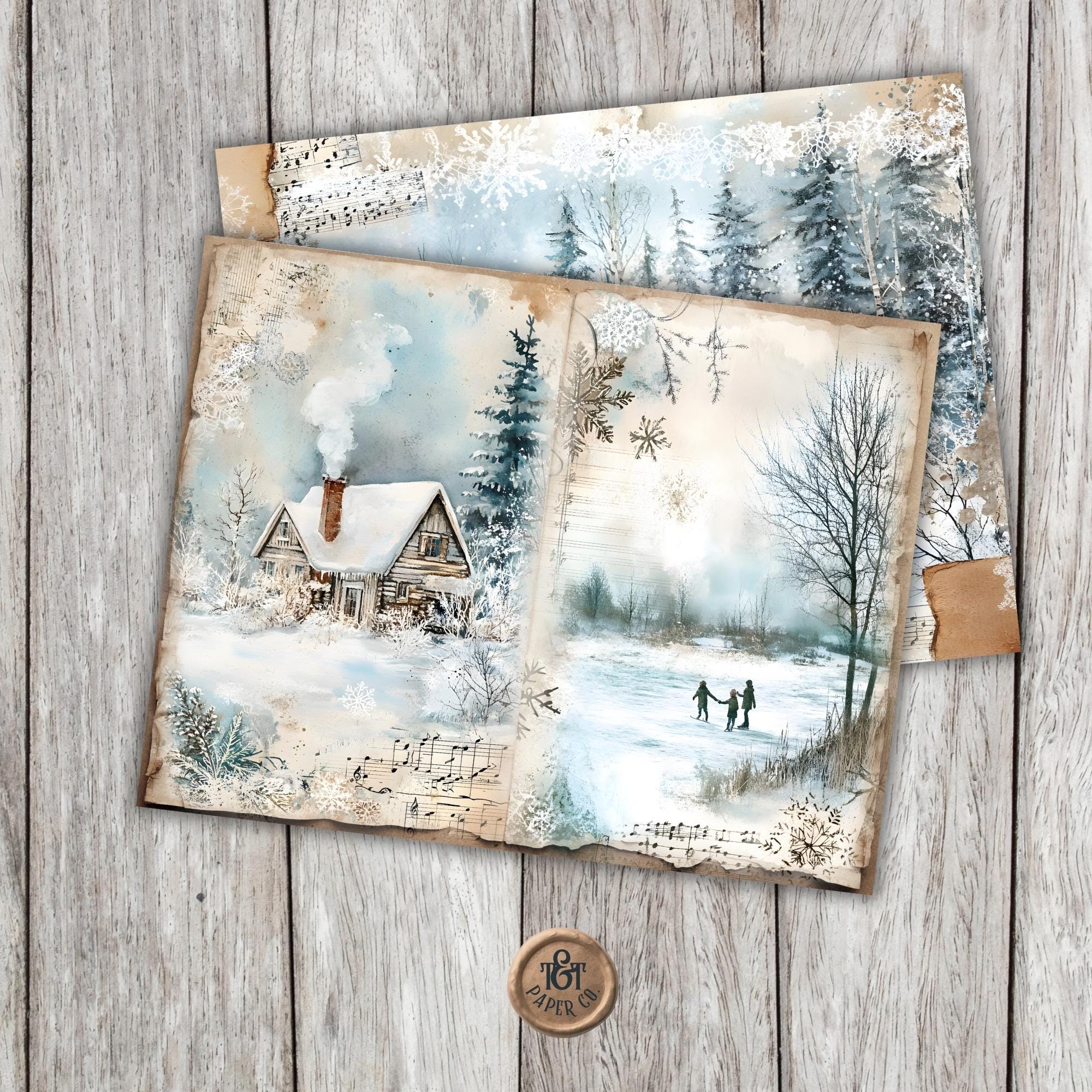 Rustic Winter Junk Journal Kit - Cozy Winter Papers Christmas Journal ...