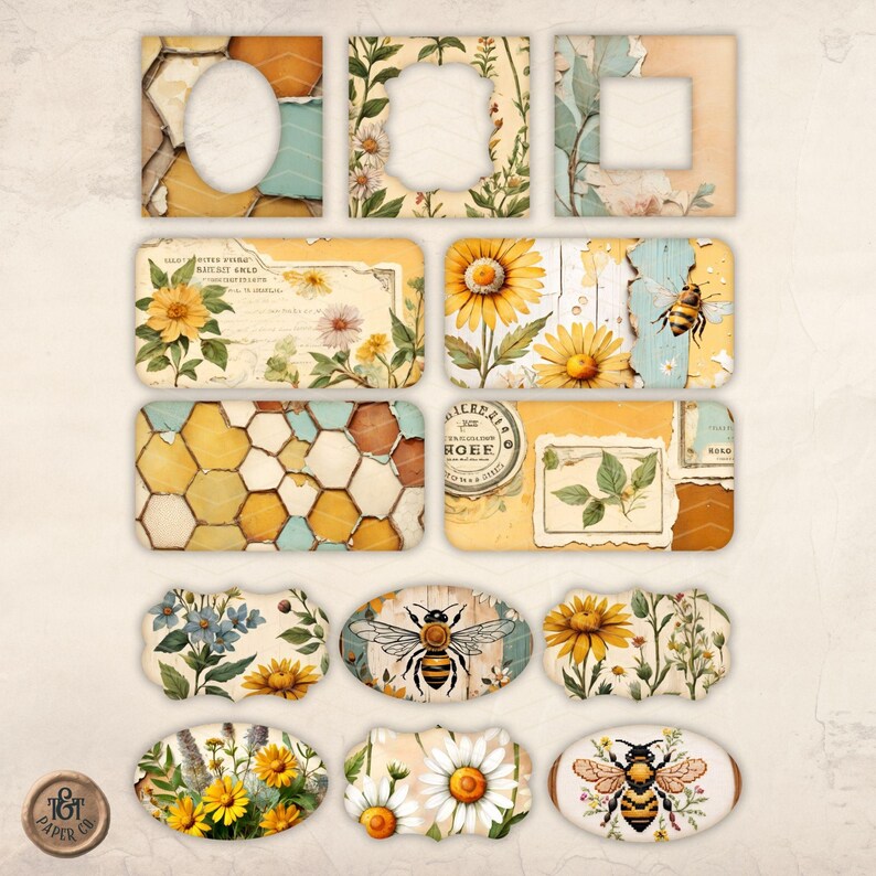Country Bee Ephemera Honey Bee Junk Journal Honeybee Garden Nature ...