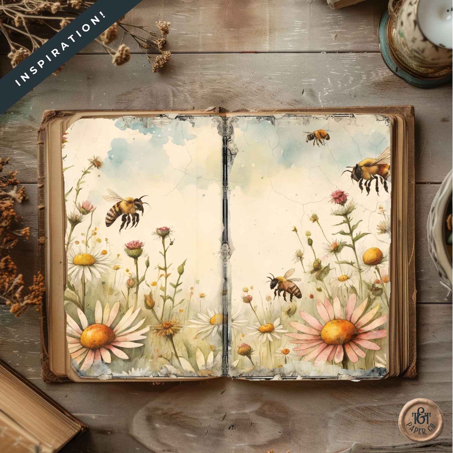 Bee Junk Journal Digital Queen Bee Pages Beekeeper Papers Honey Bee ...