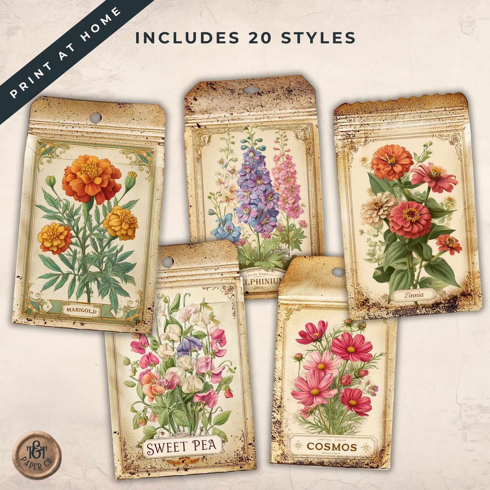 Vintage Flower Seed Packets Ephemera, Junk Journal Collage Sheet ...