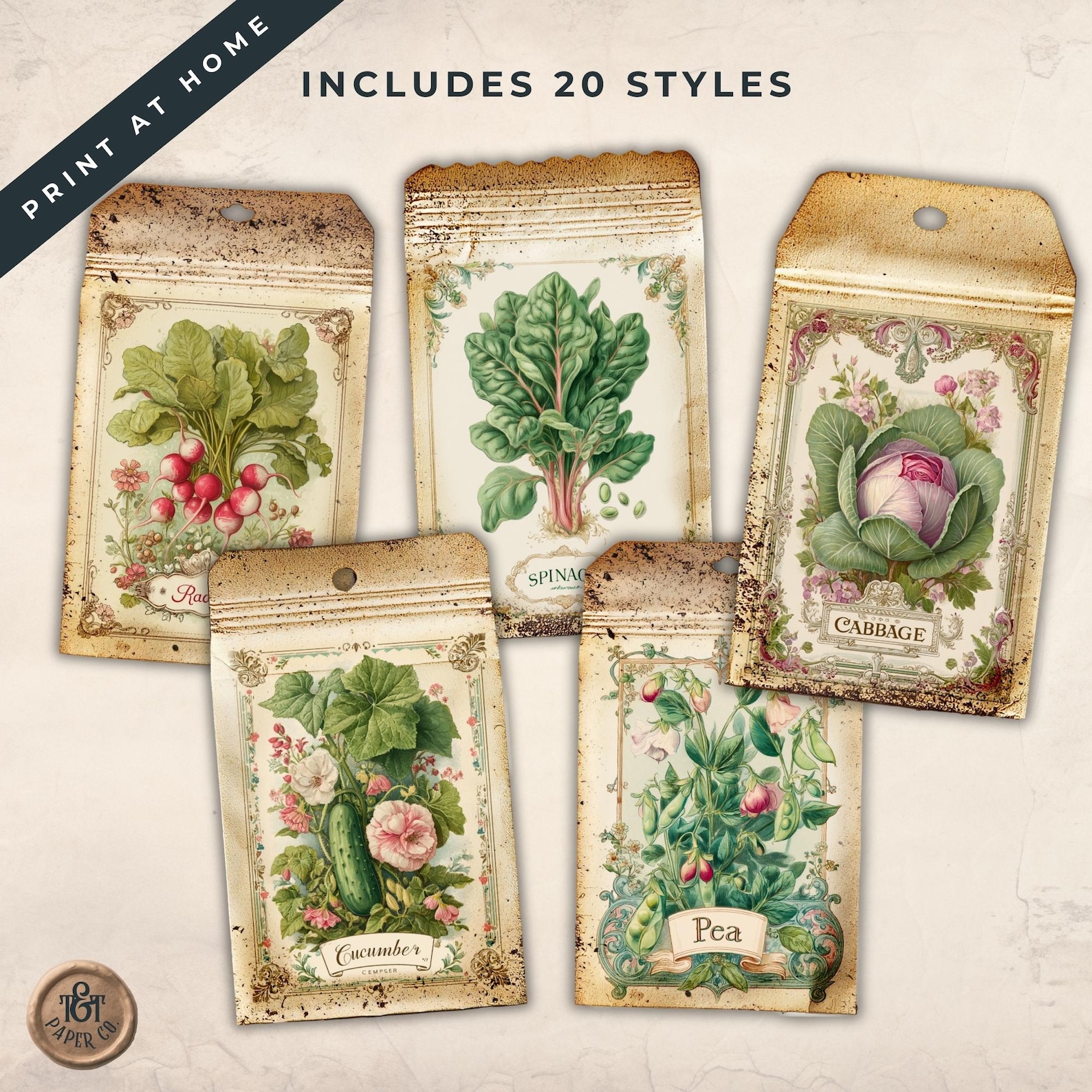 Vintage Vegetable Seed Packets Ephemera, Junk Journal Collage Sheet ...