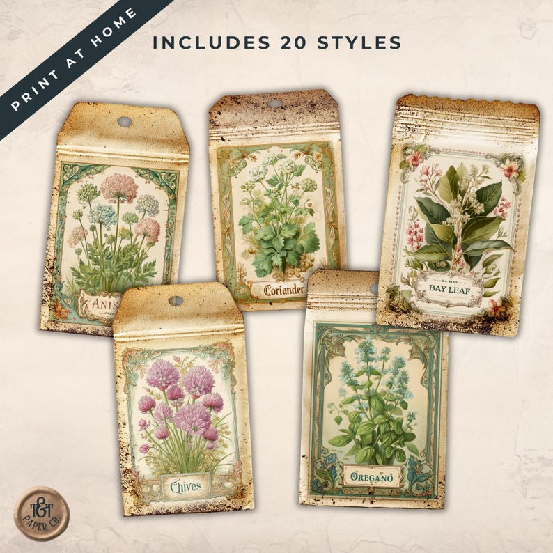Vintage Herb Seed Packets Ephemera, Junk Journal Collage Sheet Digital ...