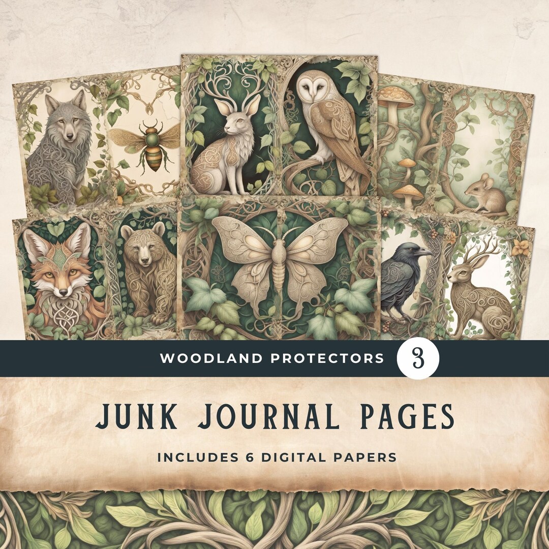 Woodland Elf Protector Junk Journal Pages Forest Fairies Woodland ...