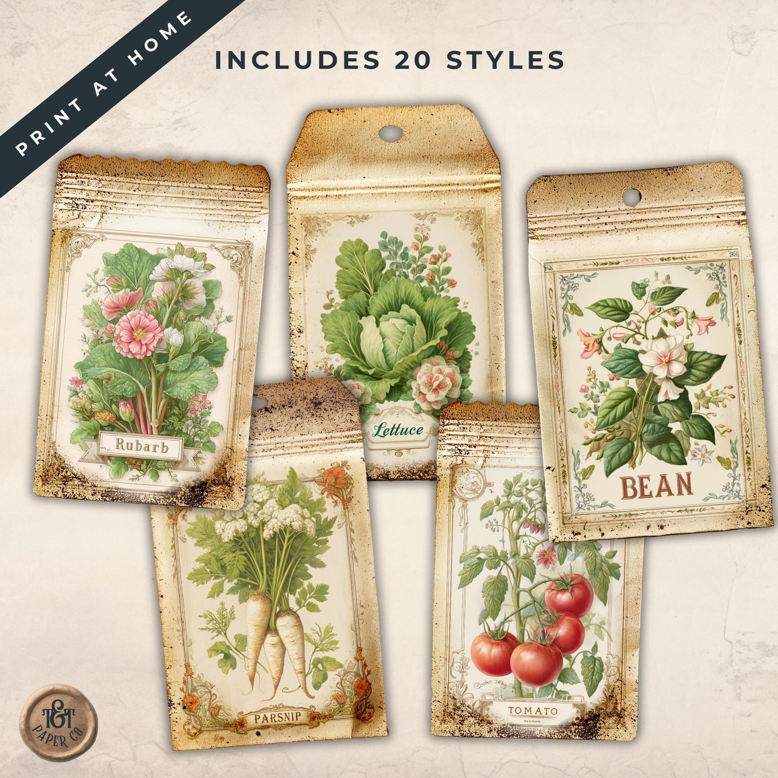 Vintage Vegetable Seed Packets Ephemera, Junk Journal Collage Sheet ...