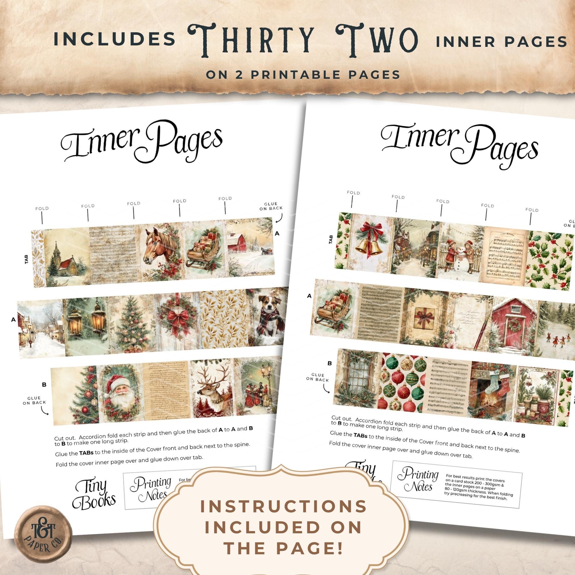Vintage Christmas Mini Books - Holiday Craft Junk Journal Kit Printable ...