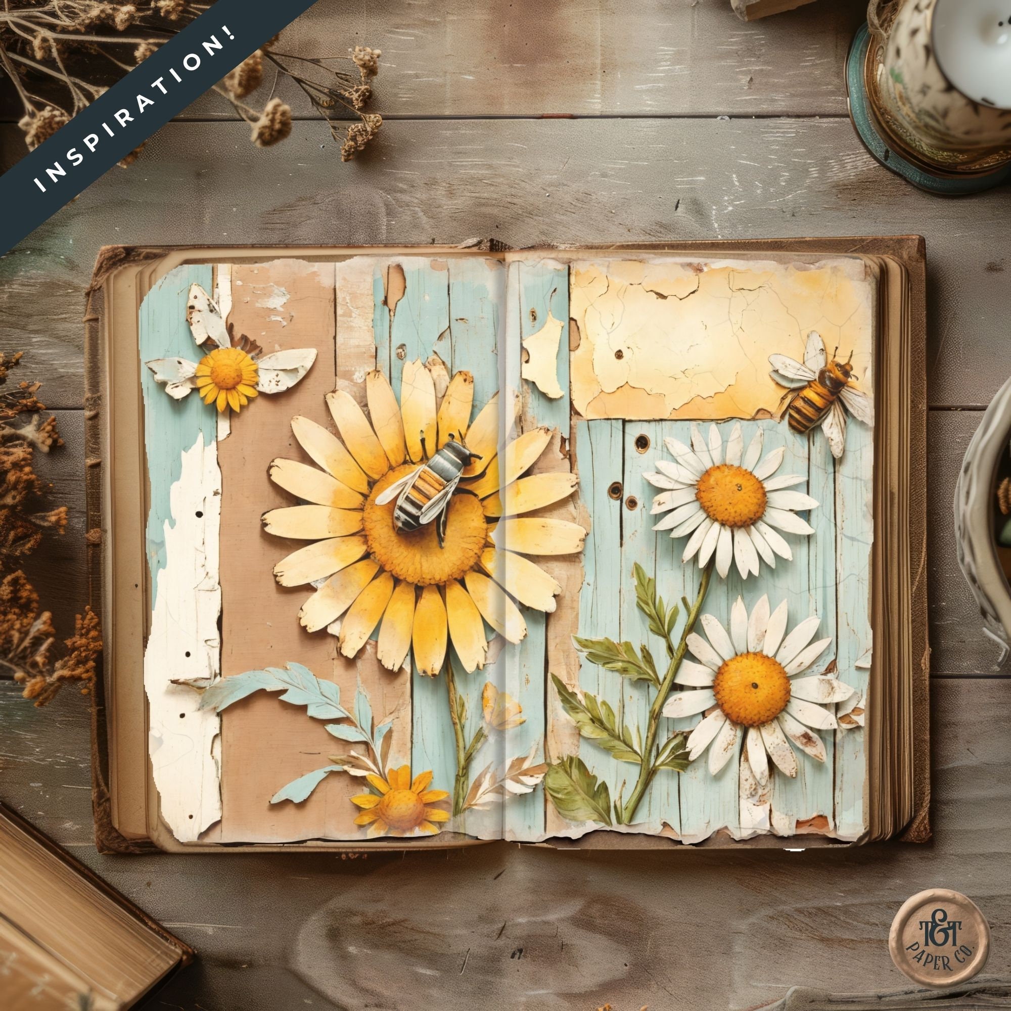 Bee Junk Journal Digital Queen Bee Pages Beekeeper Papers Honey Bee ...