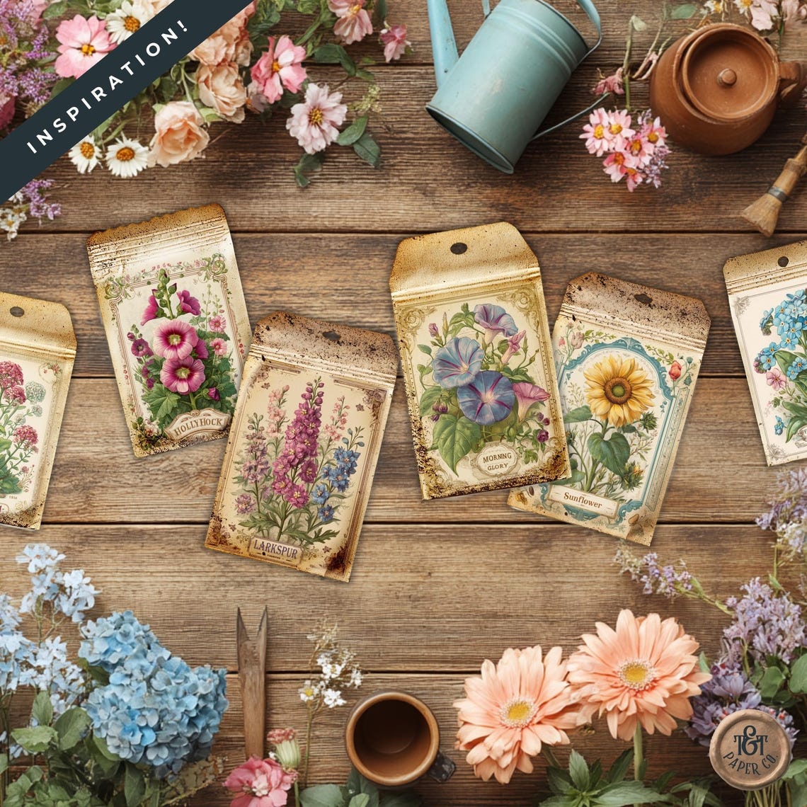 Vintage Flower Seed Packets Ephemera, Junk Journal Collage Sheet ...