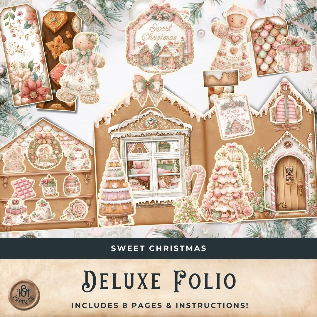 Gingerbread House Folio - Deluxe Interactive Junk Journal Christmas ...