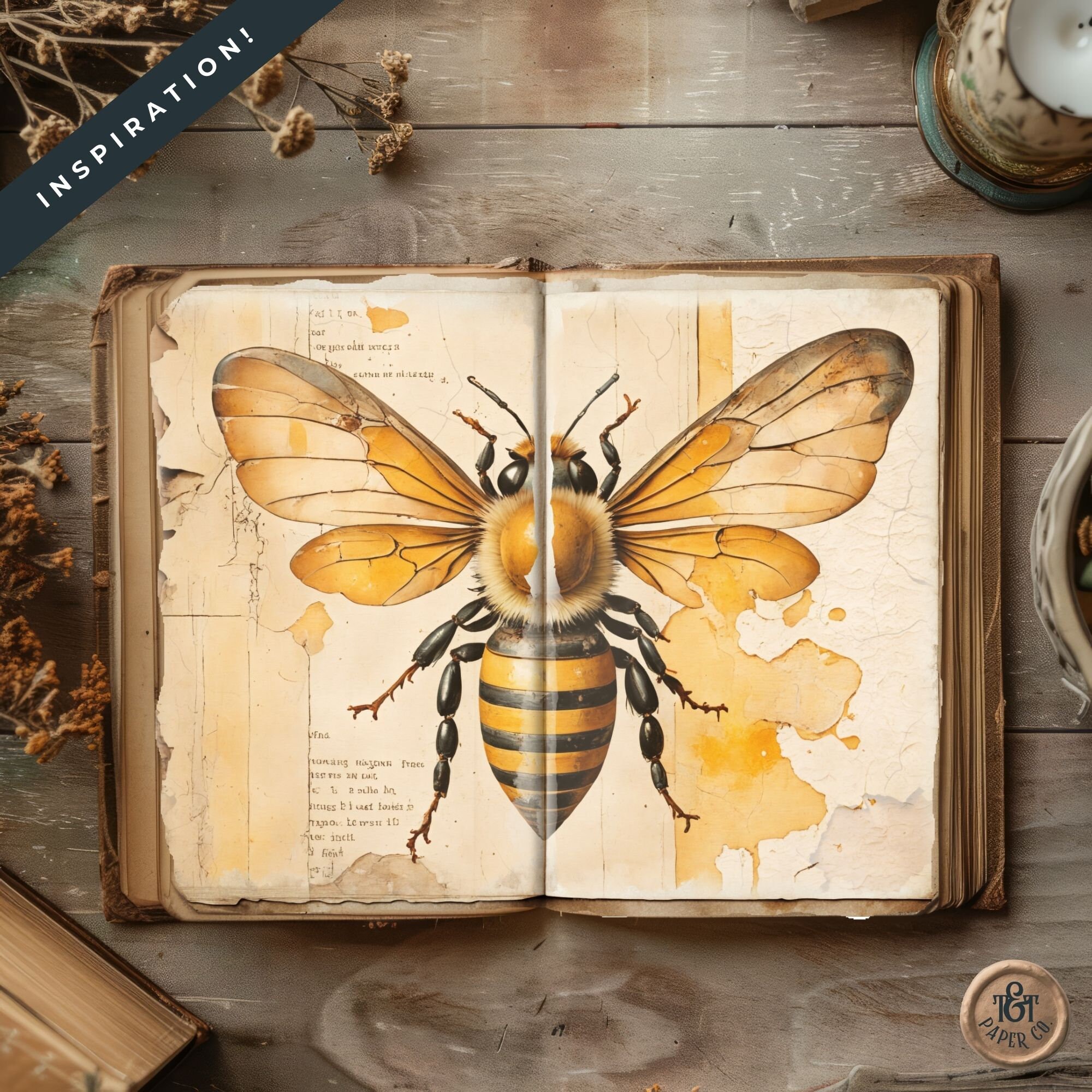 Bee Junk Journal Digital Queen Bee Pages Beekeeper Papers Honey Bee ...