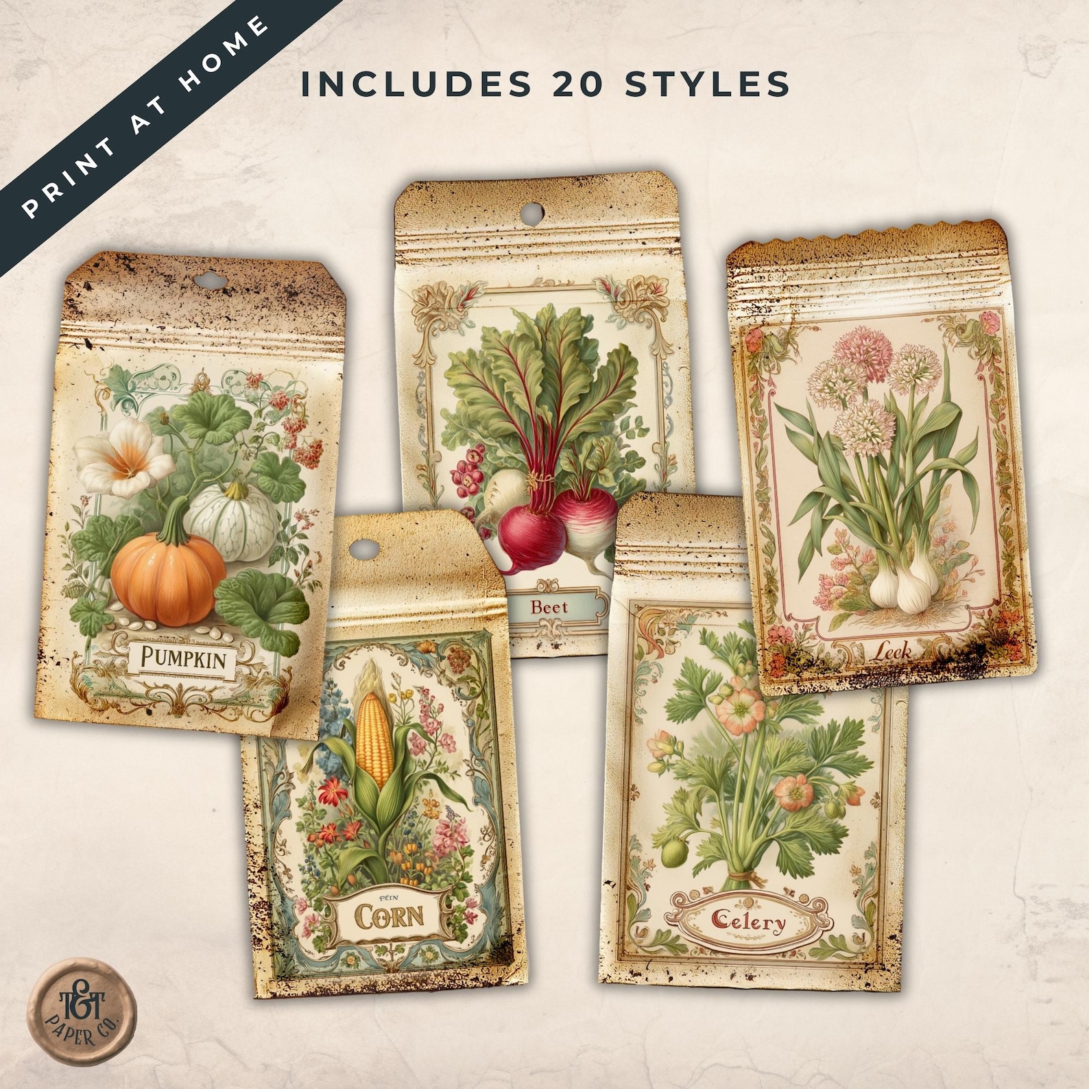 Vintage Vegetable Seed Packets Ephemera, Junk Journal Collage Sheet ...