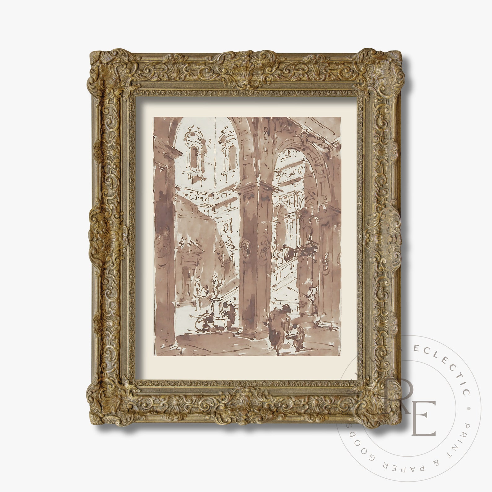Architectural Drawing of Capriccio Courtyard 17th Century Sketch ...