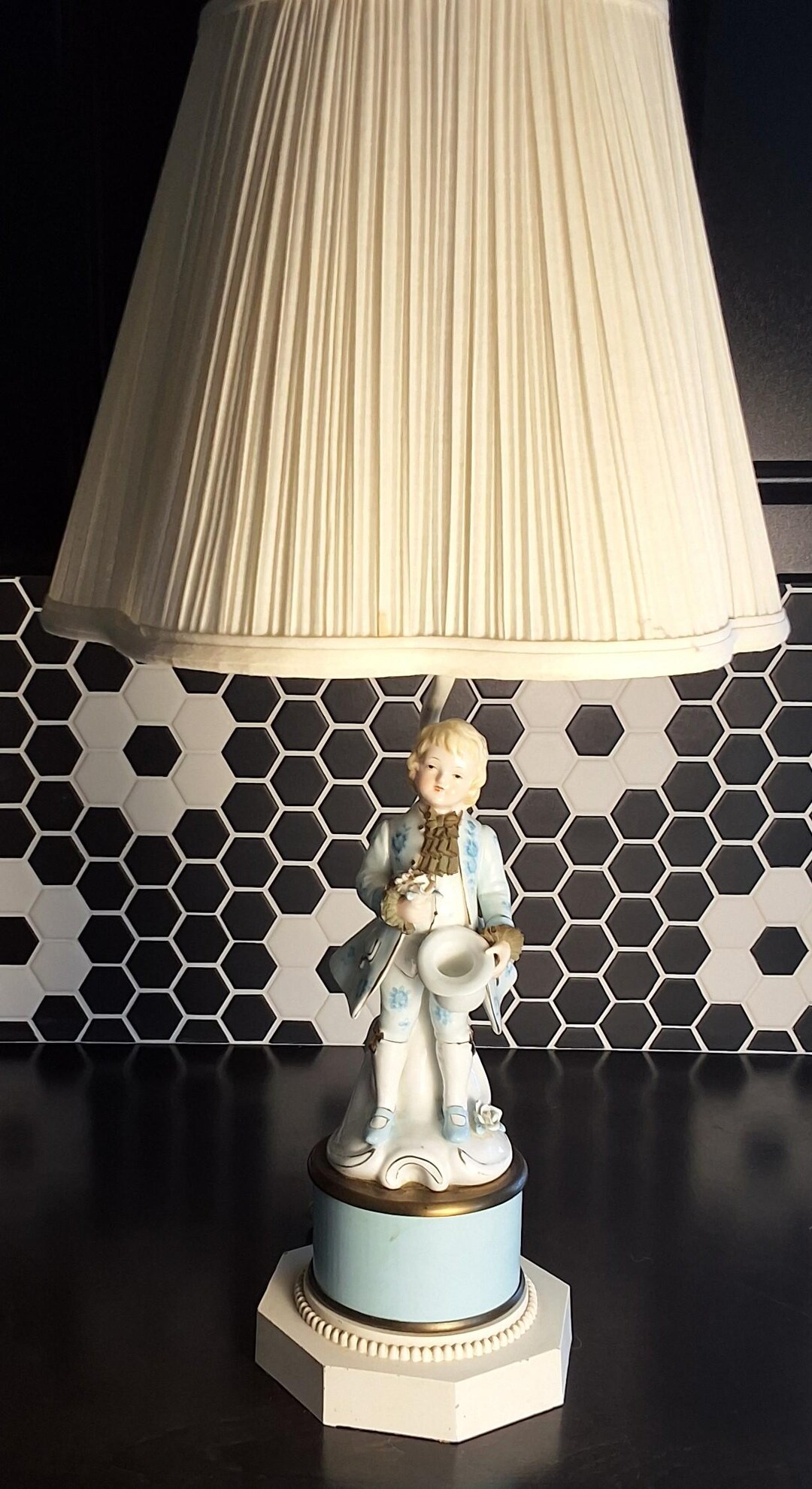 Vintage Porcelain Blue Boy Table Lamp - Etsy