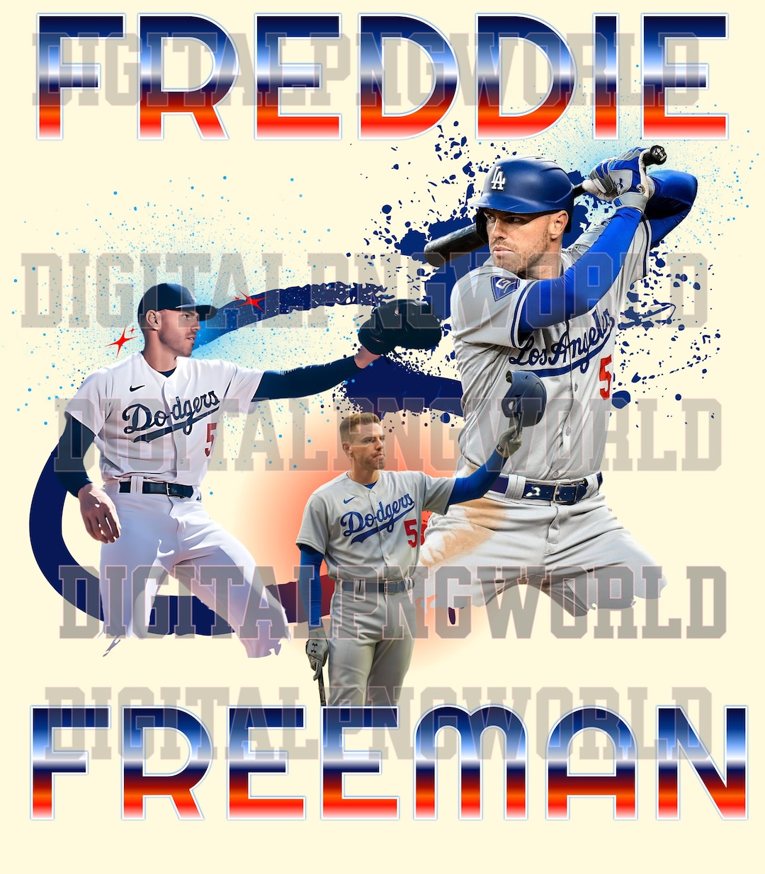 Freddie Dodgers Freeman Vibrant Digital PNG - Etsy