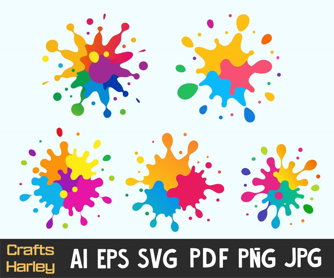 Multi Color Paint Splatter SVG, Paint Streak Blob, Rainbow Paint ...