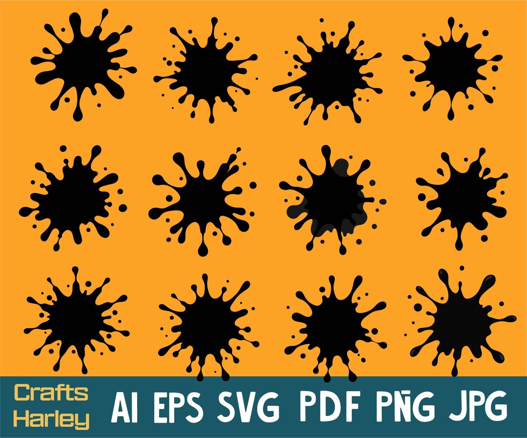 Black Ink Splashes SVG, Black Splotches Clipart Vector, Paint Drip ...