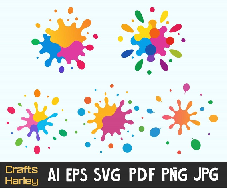 Multi Color Paint Splatter SVG, Paint Streak Blob, Rainbow Paint ...