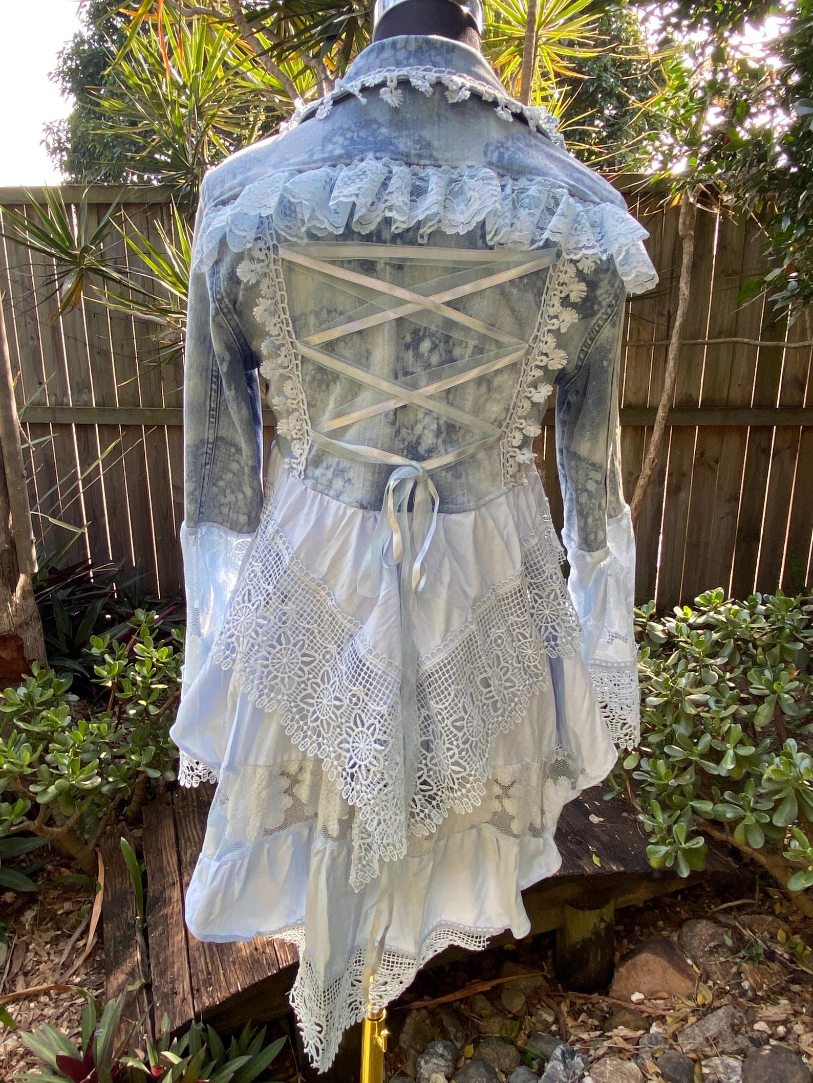 Pale Blue Reworked Denim Lace up Back, Duster Jacket, Ooak, Boho ...