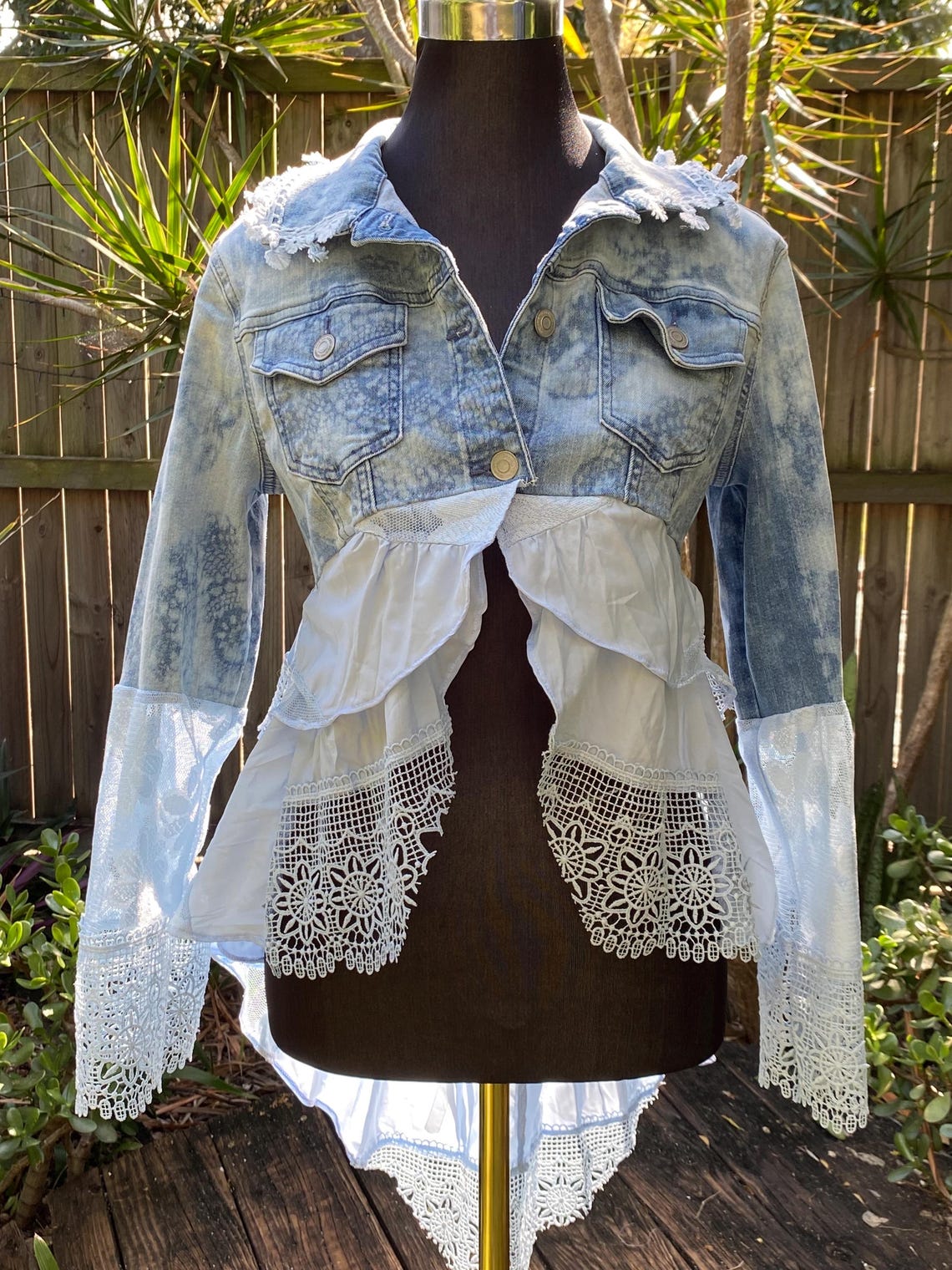 Pale Blue Reworked Denim Lace up Back, Duster Jacket, Ooak, Boho ...