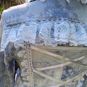 Pale Blue Reworked Denim Lace up Back, Duster Jacket, Ooak, Boho ...