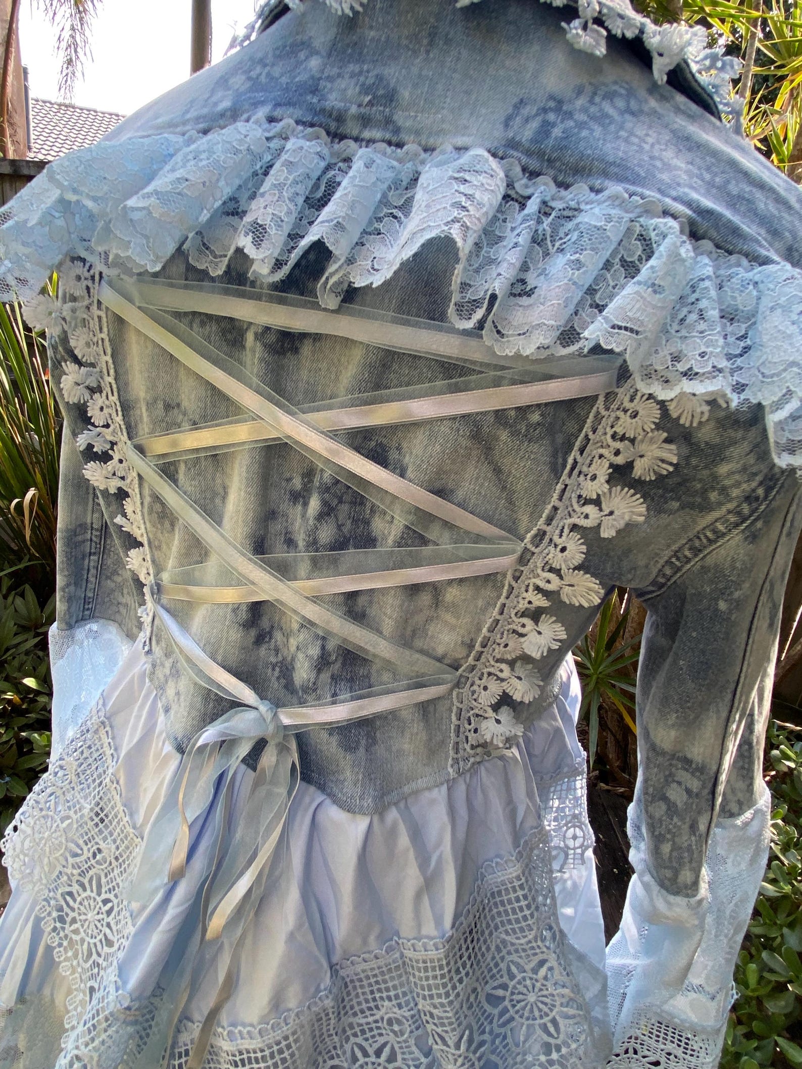 Pale Blue Reworked Denim Lace up Back, Duster Jacket, Ooak, Boho ...