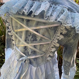 Pale Blue Reworked Denim Lace up Back, Duster Jacket, Ooak, Boho ...