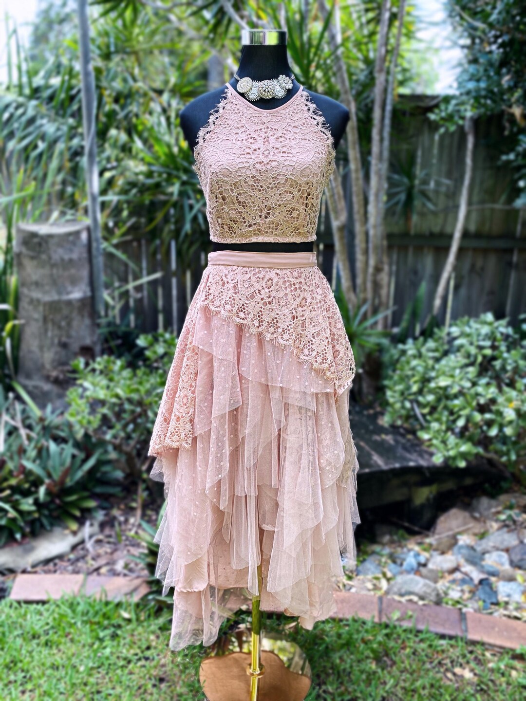 Upcycled Dusky Pink Wrap Skirt and Top Multi Size. OOAK, Ethereal ...