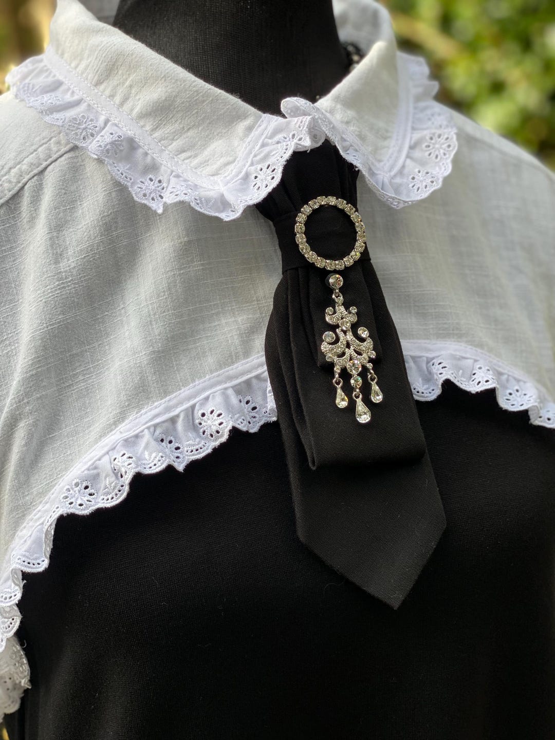 Upcycled Statement Necktie Black With Silver Diamontes - Etsy