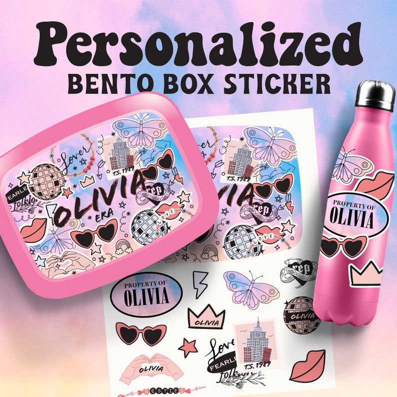 Personalized T-swift Bento Box Sticker Bundle Cute Kids Toddler Gift ...