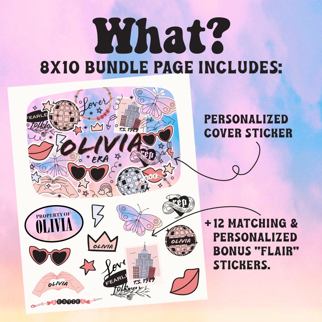 Personalized T-swift Bento Box Sticker Bundle Cute Kids Toddler Gift ...