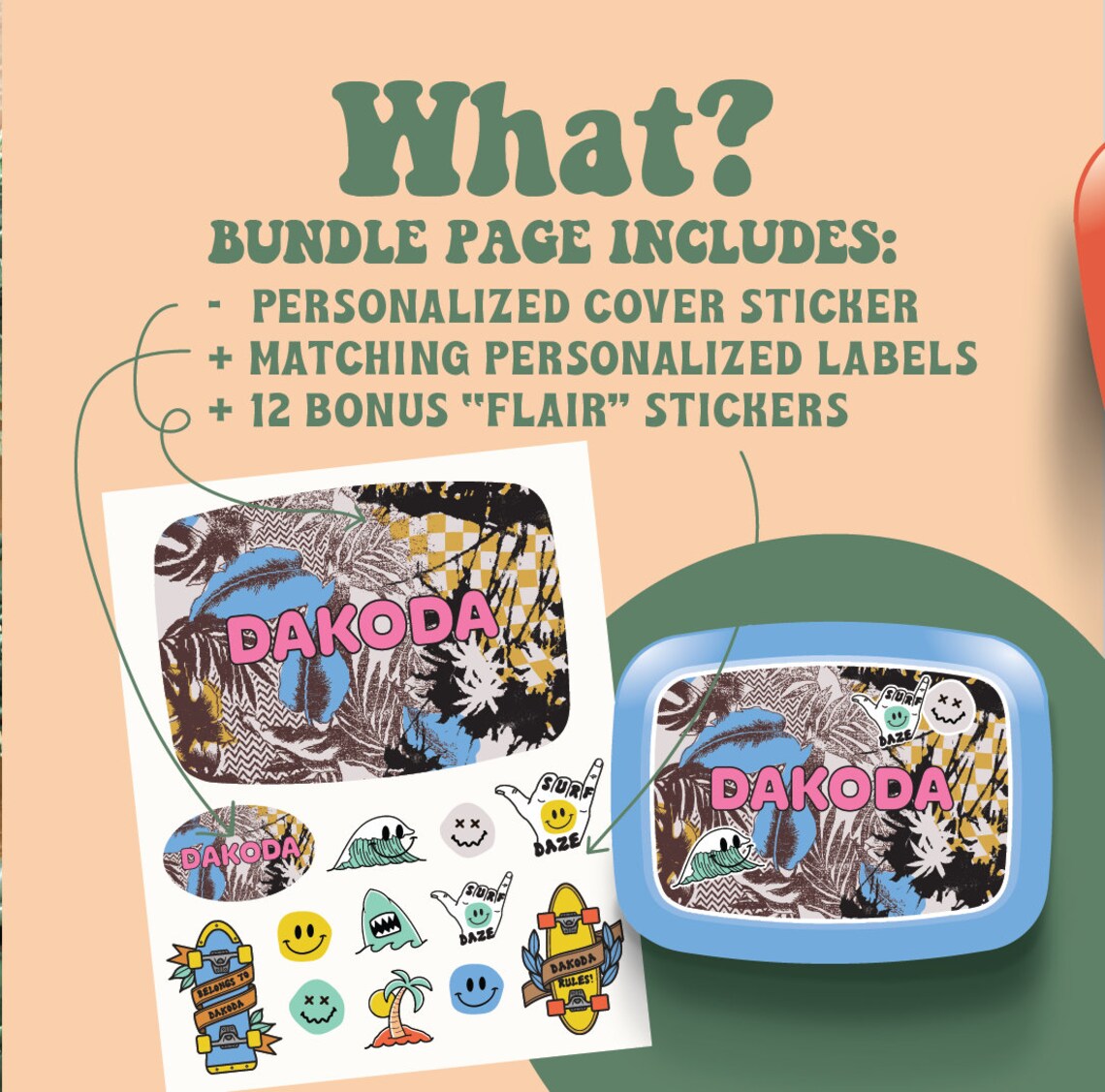 Personalized Lunchbox Bentgo Sticker Bundle Toddler Gift Back to School ...