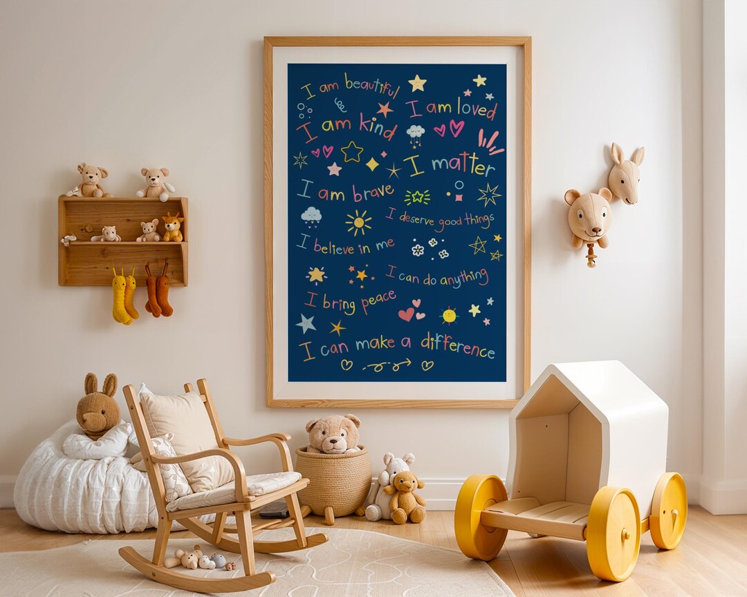Positive Affirmations for Kids Poster, Inspirational Wall Art for Kids ...
