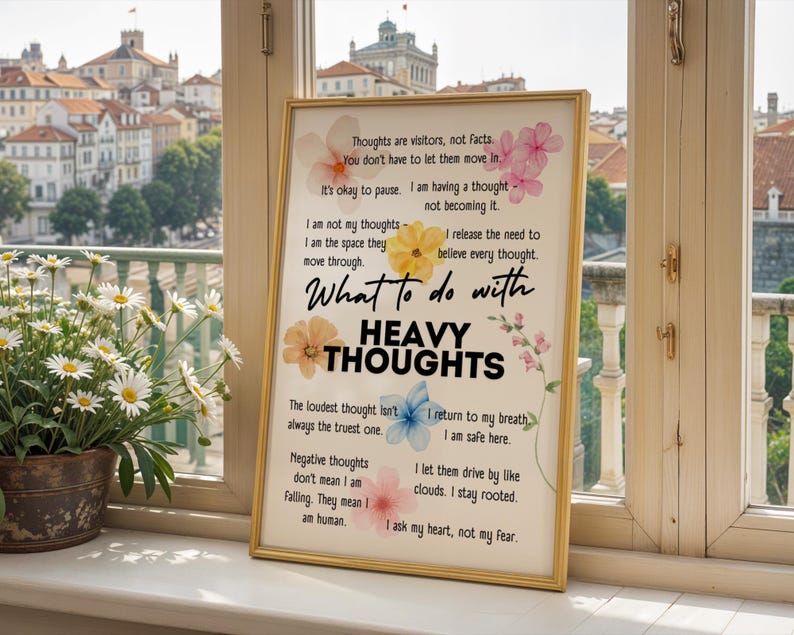 Heavy Thoughts Guide Poster – Mental Health Art, Mindfulness Print - Etsy