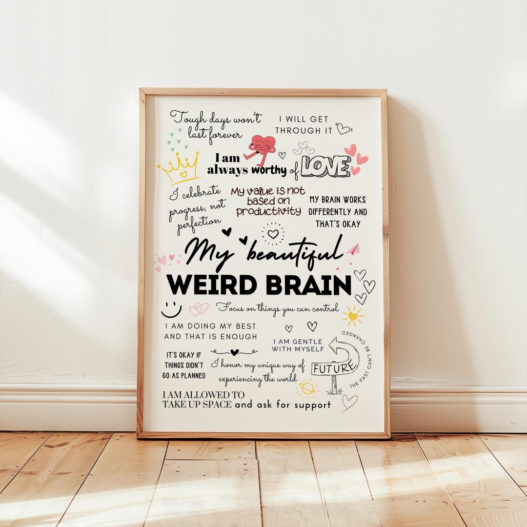 Neurodivergent Affirmations Poster, My Weird Brain Art (digital ...