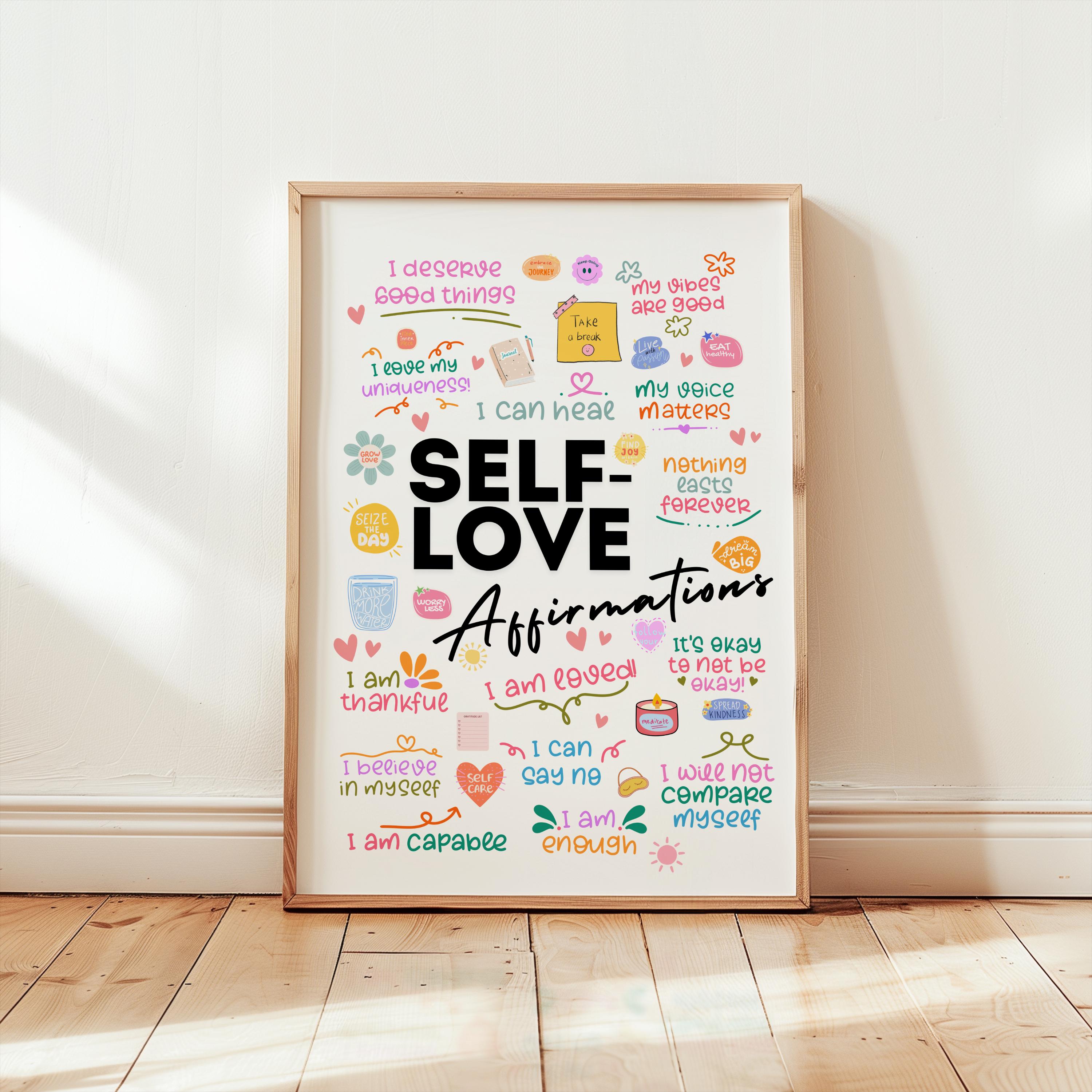 Self-love Affirmations Poster – Motivational Mental Health Art (digital ...