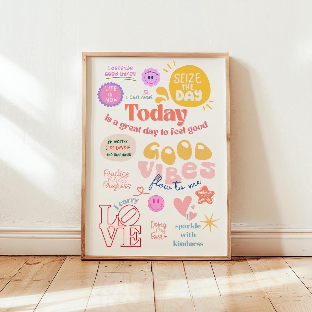 Inspirational Affirmation Poster – Positive Retro & 80s Vibes - Etsy