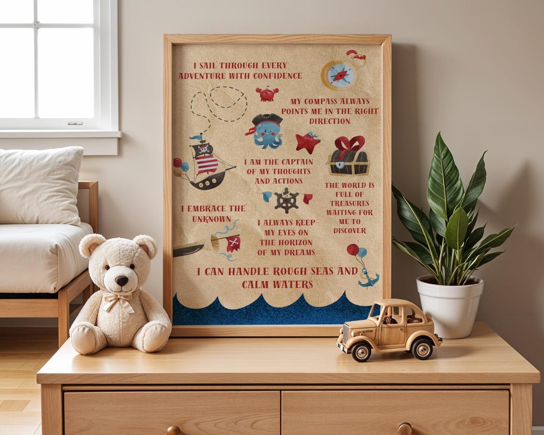 Pirate Adventure Poster, Inspirational Quotes, Kids Affirmation ...