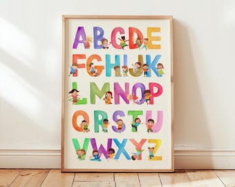 Colorful Kids Alphabet Poster – Educational Nursery Art (digital ...