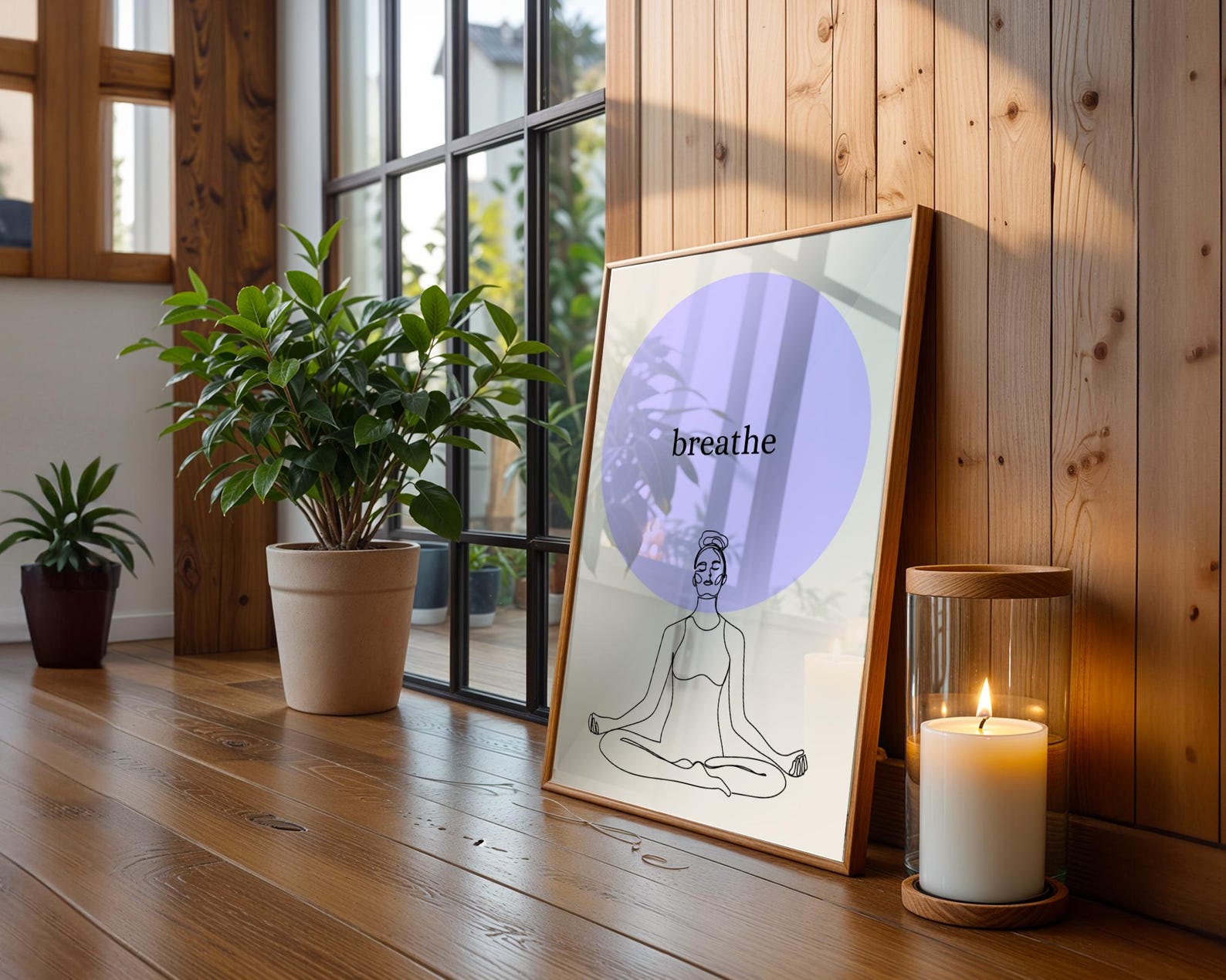 Breathe Poster, Breath Meditation Art, Yoga Wall Art, Mindfulness Decor ...
