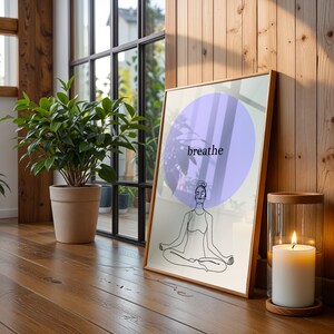 Breathe Poster, Breath Meditation Art, Yoga Wall Art, Mindfulness Decor ...