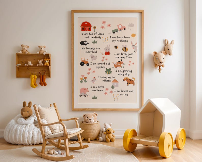 Farm Animal Affirmation Poster – Kids Nursery, Classroom Art (digital ...