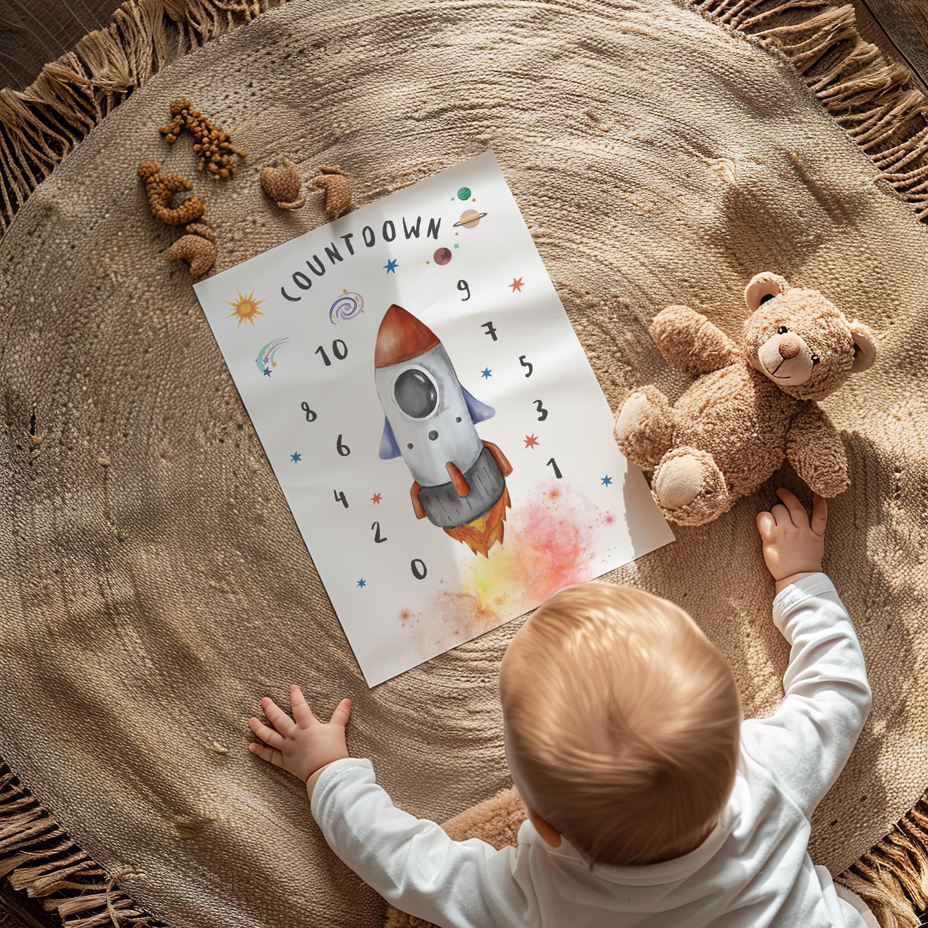 Rocket Countdown Poster for Kids – Space Themed Printable Wall Art ...