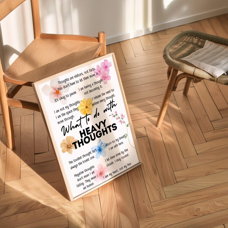 Heavy Thoughts Guide Poster – Mental Health Art, Mindfulness Print - Etsy