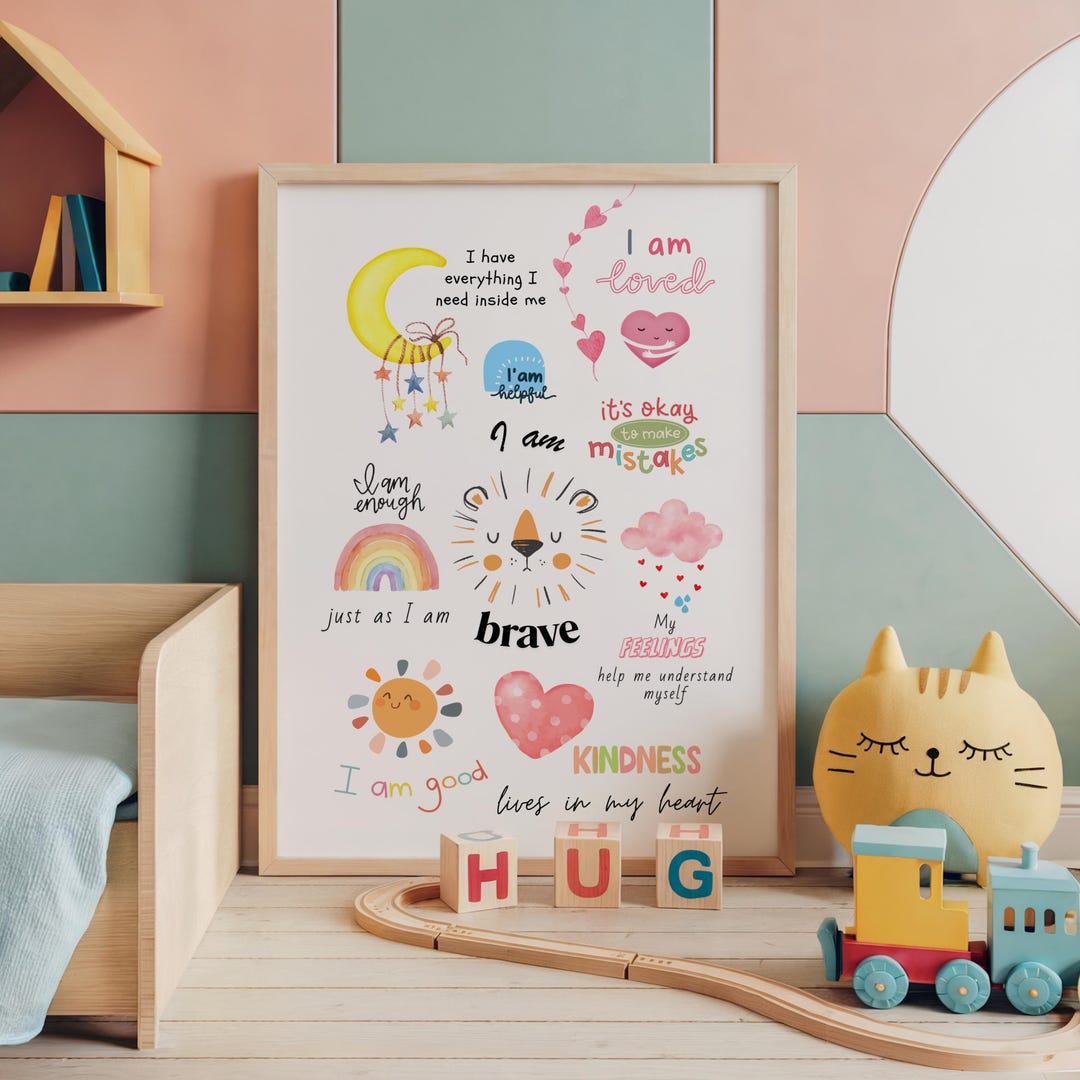 Kids Emotional Affirmation Poster - Positive Feelings Art for Children ...