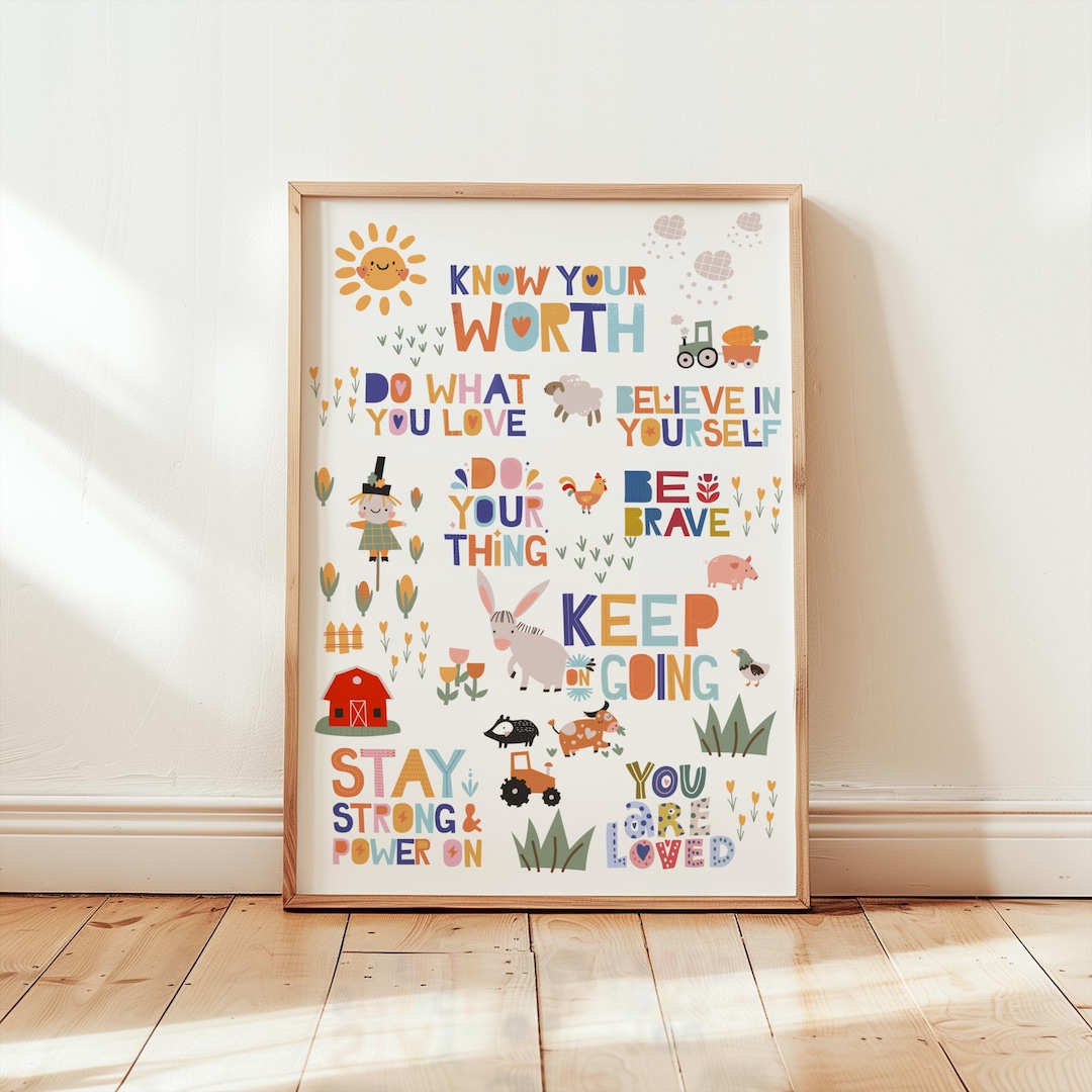 Farm Animals Kids Affirmation Poster – Inspirational Nursery Decor - Etsy