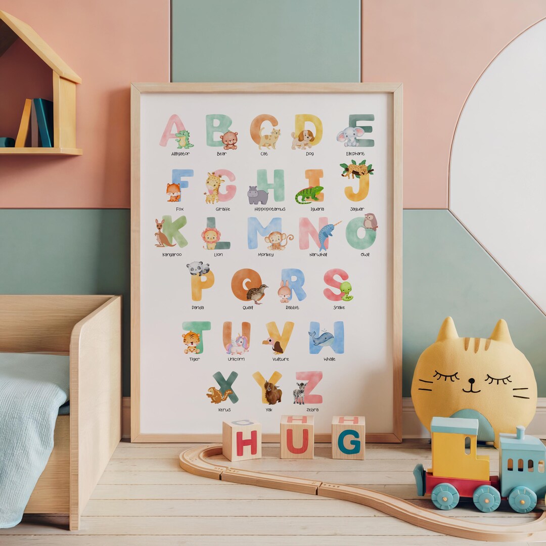 Watercolor Animal ABC Poster – Educational Nursery Art (digital ...