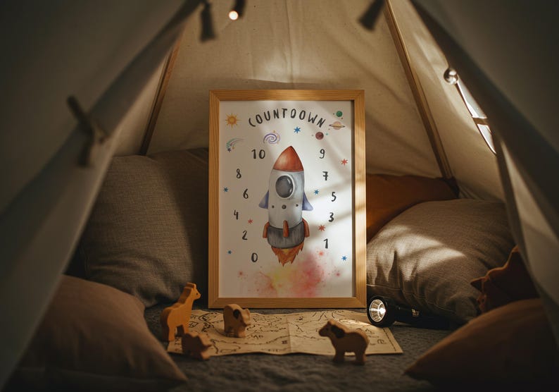 Rocket Countdown Poster for Kids – Space Themed Printable Wall Art ...