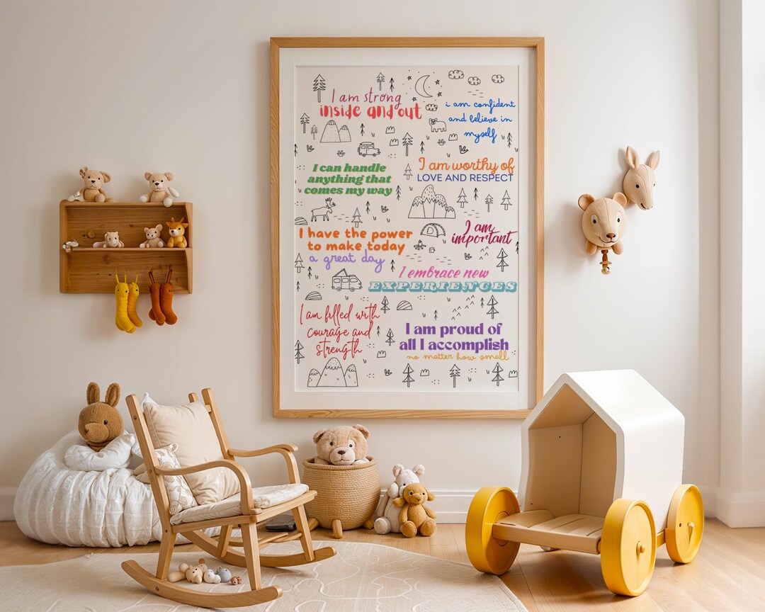 Affirmation Wall Art Kids, Motivational Quotes Kids, Positive Vibes ...