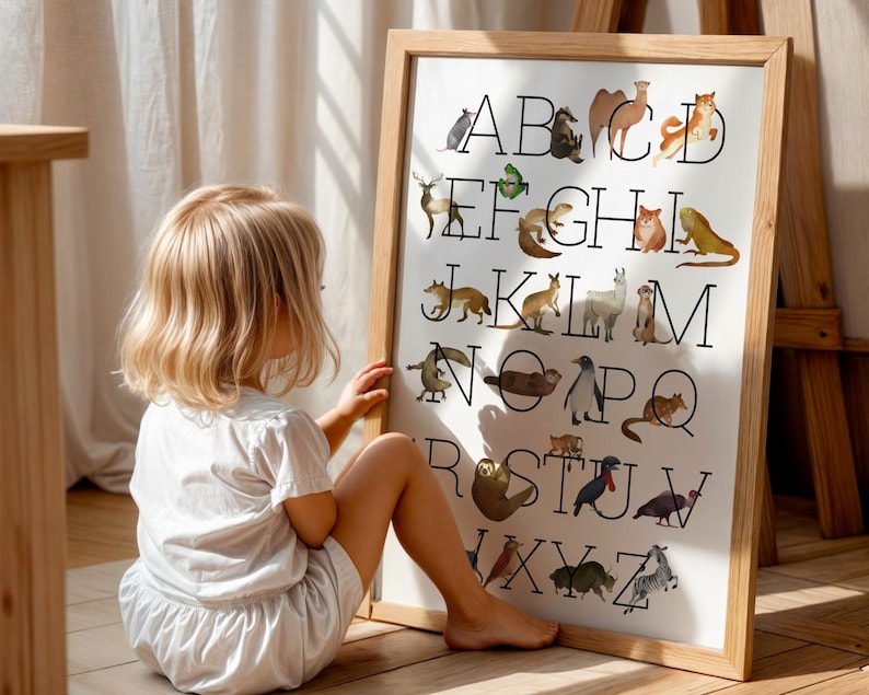Animal Alphabet Poster for Kids – A to Z Animal ABC Wall Art ...