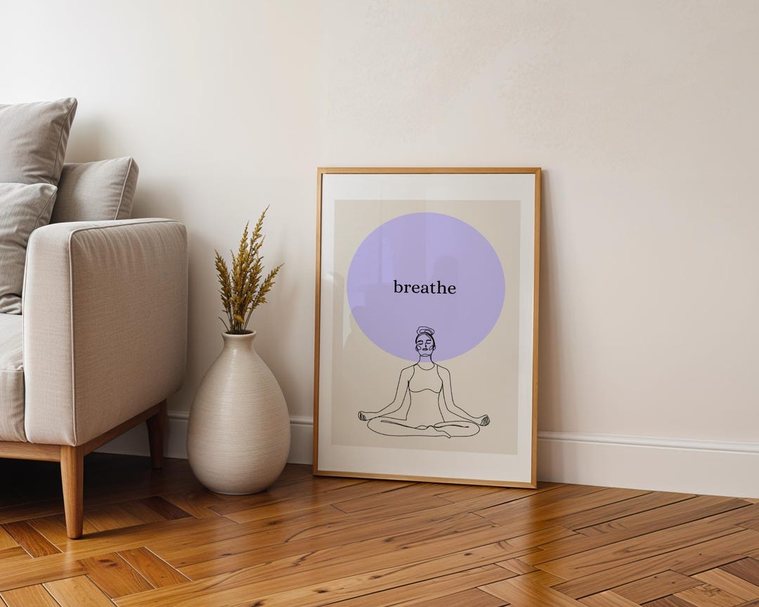 Breathe Poster, Breath Meditation Art, Yoga Wall Art, Mindfulness Decor ...